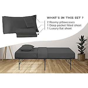 Cot Sheets Set (30" X 75") 4 PCs 400 Tc with 6 Inch Deep Pocket Dark Grey Solid - Cot Sheets for Daycare/Folding Bed/Rollaway Bed/Camp Bunk Beds/RVs/Guest Beds cot Sheet Set