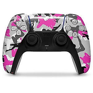 WraptorSkinz Skin Wrap compatible with Sony PS5 DualSense Controller Sexy Girl Silhouette Camo Hot Pink Fuschia (CONTROLLER NOT INCLUDED)