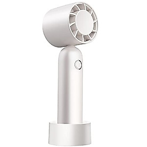 DOUBFIVSY Handheld Fan with Base, 5000mAh Portable Mini Fan USB Rechargeable Personal Fan 3 Adjustable Speed Desk Fan Hand Held Fan for Girls Women Men Indoor Outdoor Activities (White)