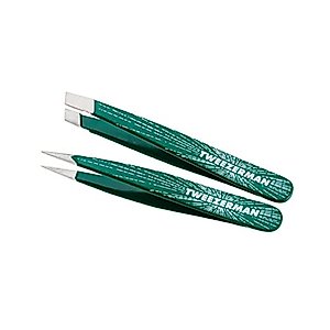 Tweezerman Emerald Shimmer Micro Mini Slant & Point Tweezer Set