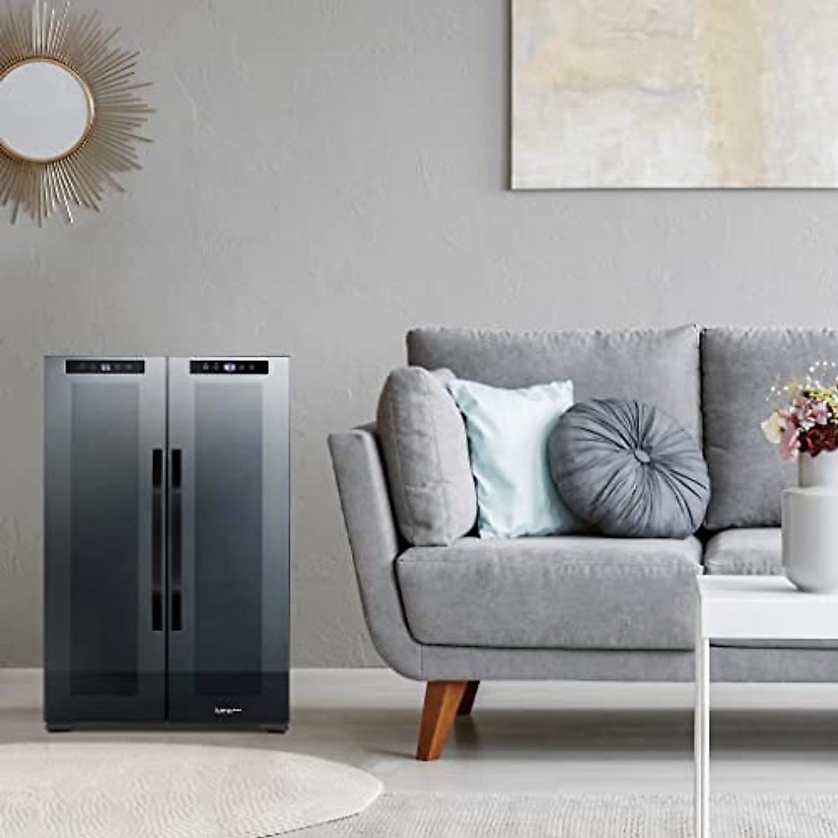 Luma Comfort Shadow Series Wine Cooler Refrigerator 12 Bottle & 39 Can Dual Temperature Zones, Freestanding Mirrored Wine and Beverage Fridge with Double-Layer Tempered Glass Door & Compressor Cooling