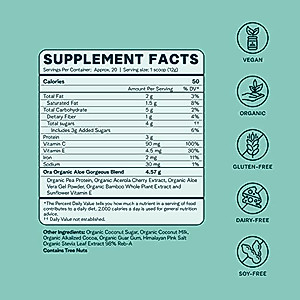 Ora Organic Vegan Collagen-Boosting Powder for Women and Men - Hair, Skin, & Nails Support - Bamboo Silica, Plant-Based Protein, Organic Vitamin C, Aloe Vera - Chocolate Flavor, 20 Servings