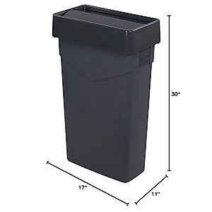 Carlisle FoodService Products 34202323 TrimLine Rectangle Waste Container Trash Can Only, 23 Gallon, Gray