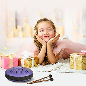 LEKATO Steel Tongue Drum 6 Inch 11 Note, Rain Drum for Outside D Major Handpan Drum for Meditation Yoga Musical Education, New Year Gift for Kids/Families