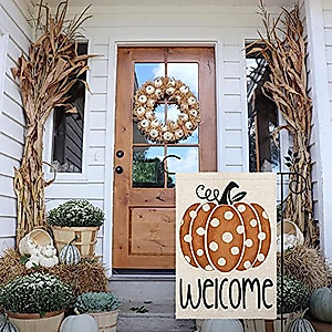 CROWNED BEAUTY Fall Thanksgiving Welcome Garden Flag Pumpkin 12×18 Inch Double Sided Vertical Yard Seasonal Holiday Outdoor Decor CF257-12