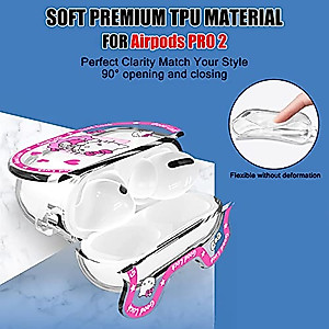 Cute Cat Case for AirPod Pro 2nd Generation Cover Pattern Lovely Cartoon Bear Case with Funny Kawaii Keychain for Women Girls Kids,Clear Shockproof Protective Soft Silicone Cover for AirPod Pro 2