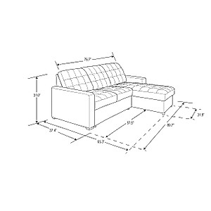 Serta Dreamlift Bakersfield Sectional Sofa Bed, Steel Grey