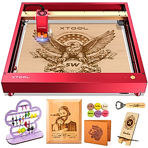xTool D1 Pro Upgraded Laser Engraver red, 5W Output Power Laser Cutter, 36W Higher Accuracy Laser Engraving Machine, Laser Engraver for Wood and Metal, Paper, Acrylic,Glass, Leather etc
