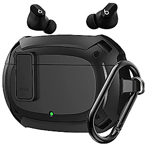 Beats Studio Buds/Studio Buds Plus Case 2021/2023, [Secure Lock] OTOPO Cool Beats Studio Buds+ Protective Case Cover Men Women with Keychain for New Beats Studio Ear buds + Case - Black