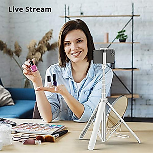 ATUMTEK 51" Selfie Stick Tripod, All in One Extendable Phone Tripod Stand with Bluetooth Remote 360° Rotation for iPhone and Android Phone Selfies, Video Recording, Vlogging, Live Streaming, White