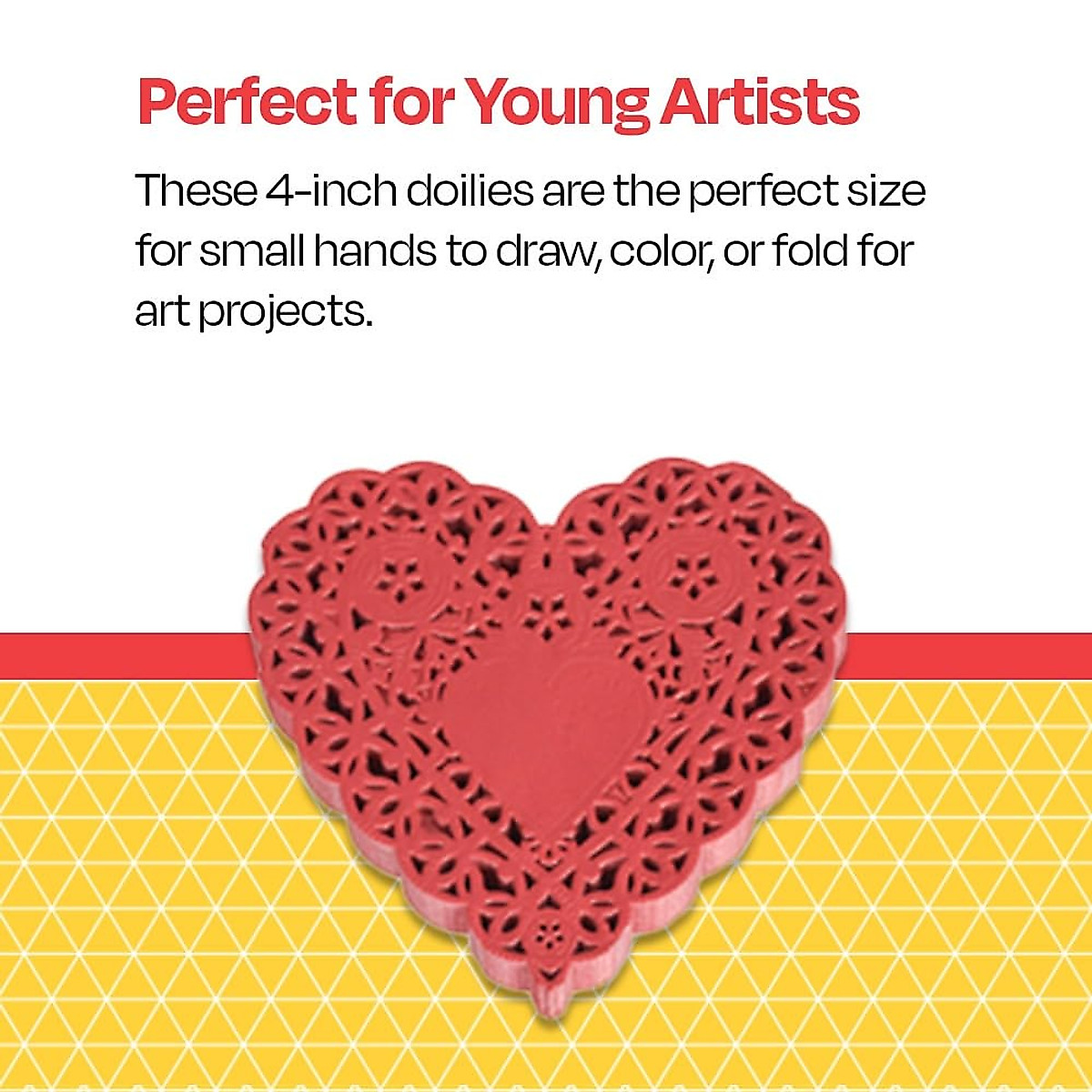 School Smart 85614 Heart Shaped Paper Lace Doilies - 4 inch - Pack of 100 - Red