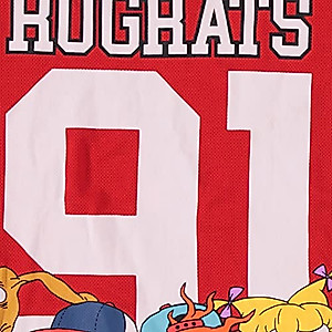 Nickelodeon Mens 90's Classic Tank - Rugrats Jersey - Reptar, Tommy, Chuckie & Phil Tanktop (Red Black, Large)