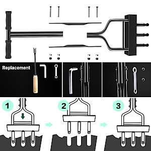 Fnwsja Manual Lawn Aerator with Tray & 3 Hollow Slots Manual Soil Corer Collector Lawn Plug Core Aeration Tool Heavy Duty Lawn Core for Soils & Lawns Yard Garden, 37.6 inches, Black