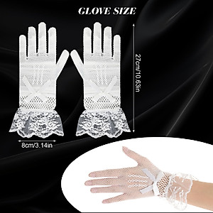 Heliltd 5Pcs Lace Fascinators for Women Tea Party Fascinator Hat for Women White Veil Feathers Hats Gloves Pearl Jewerly Set