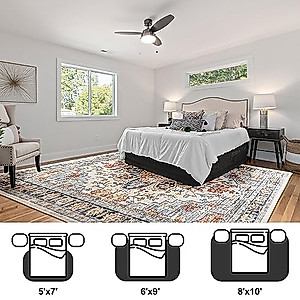 Area Rug 5x7 Rugs for Living Room 5x7 Persian Rugs Washable Rugs 5x7 Vintage Rug for Bedroom Distressed Non Slip