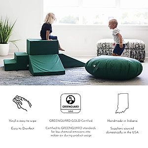 Foamnasium Up and Down Set, Indoor Foam Playset, 2 Piece Soft Toddler and Active Kids Play Foam Climber for Balancing, Crawling, Climbing, Sliding and Jumping, Made in The US, Mint/Gull Gray