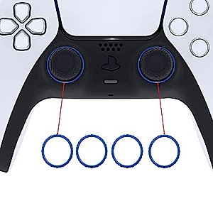 Yaner Glossy Replacement Accessories Accent Rings for DualSense 5 PS5 Controller - Controller NOT Included(Blue）