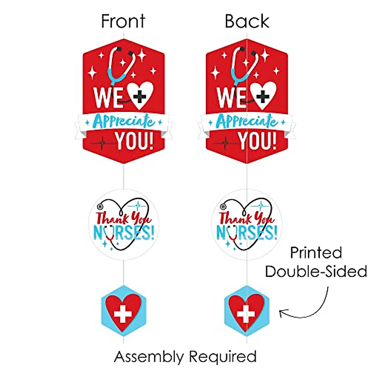 Big Dot of Happiness Thank You Nurses - Nurse Appreciation Week DIY Dangler Backdrop - Hanging Vertical Decorations - 30 Pieces