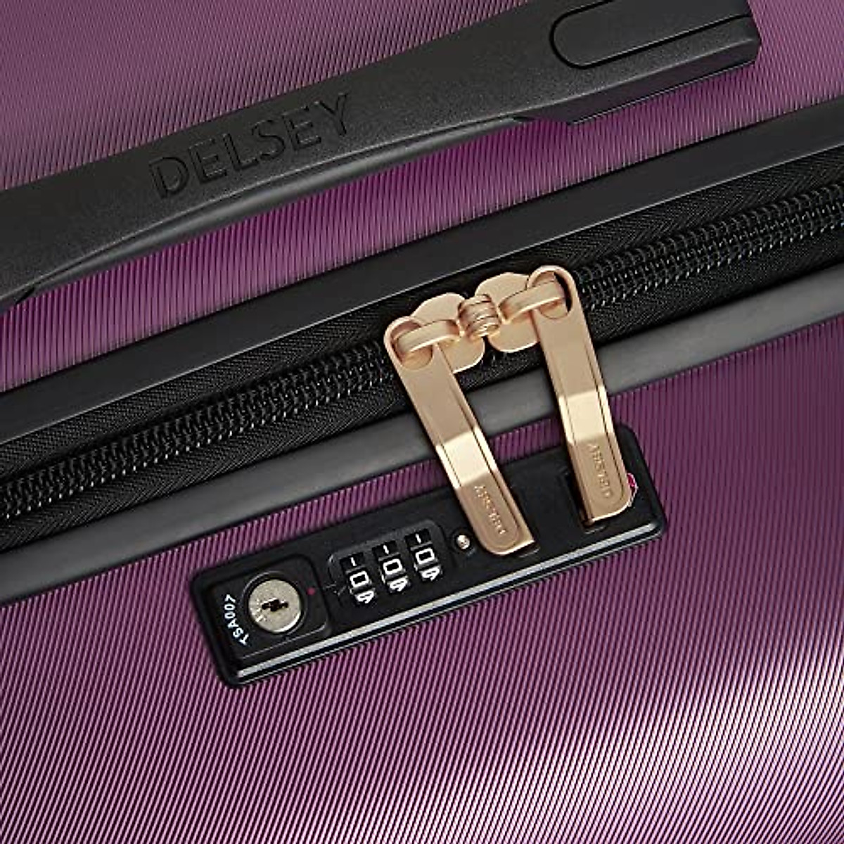 DELSEY PARIS Cruise 3.0 Hardside Expandable Luggage with Spinner Wheels, Plum, Checked 26 Inch Trunk