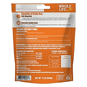 Whole Life Pet Healthy Gut Daily Supplement for Dogs – Probiotics, Prebiotics, Pumpkin. Helps Digestion + Stool Formation. Mixes in Food or with Water for Hydrating Snack