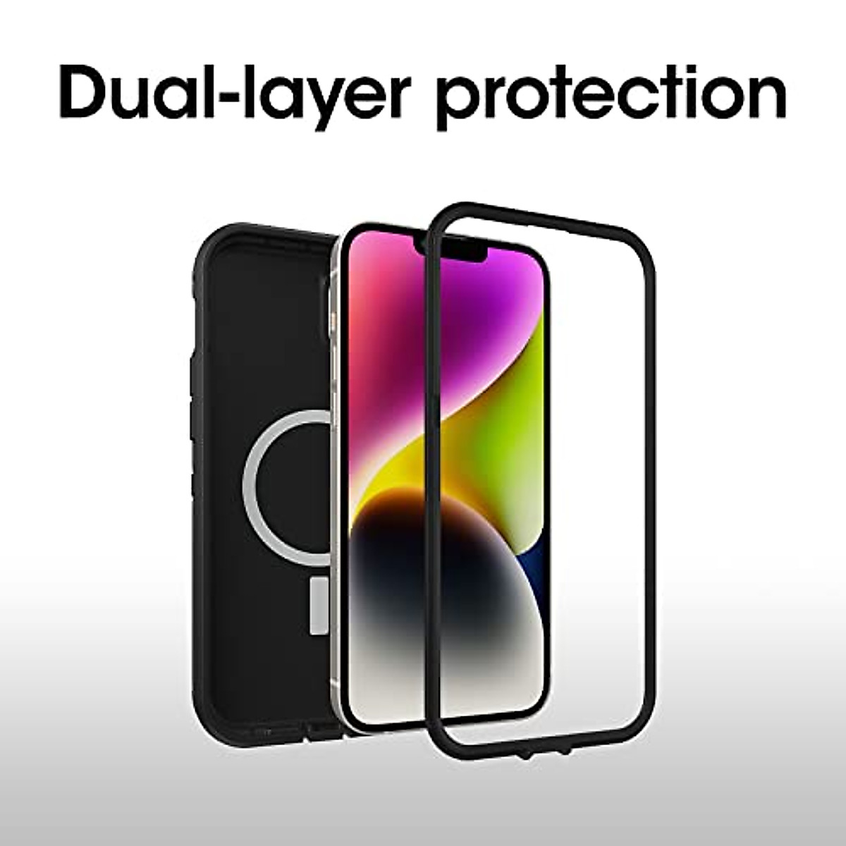 OtterBox iPhone 14 Plus Defender Series XT Case - BLACK , screenless, rugged , snaps to MagSafe, lanyard attachment