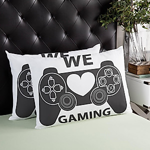 Pillow Covers 20x36 Inch - King WE Gaming Gray Gamepad Continuous Joystick Soft Brushed Microfiber Pillowcases with Hidden Zipper Closure Bed Pillow Shams for Bedroom Sofa Car