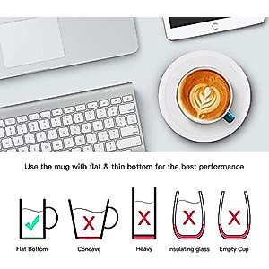 BESTINNKITS White Smart Coffee Auto On/Off Gravity-Induction Mug Office Desk Use, Candle Wax Cup Warmer Heating Plate (Up to 131F/55C), Middle…