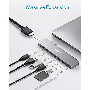 Anker USB C Hub for MacBook, PowerExpand Direct 8-in-2 USB C Adapter Compatible with Thunderbolt 3 USB C Port, 4K HDMI Port, USB C and USB A 3.0 Data Ports, SD Card, Lightning Audio Port