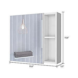Voohek Medicine Cabinet with Three Internal, Single Door and Two External Shelves for Bathroom, a Unique Mirror, Manufactured Wood, White