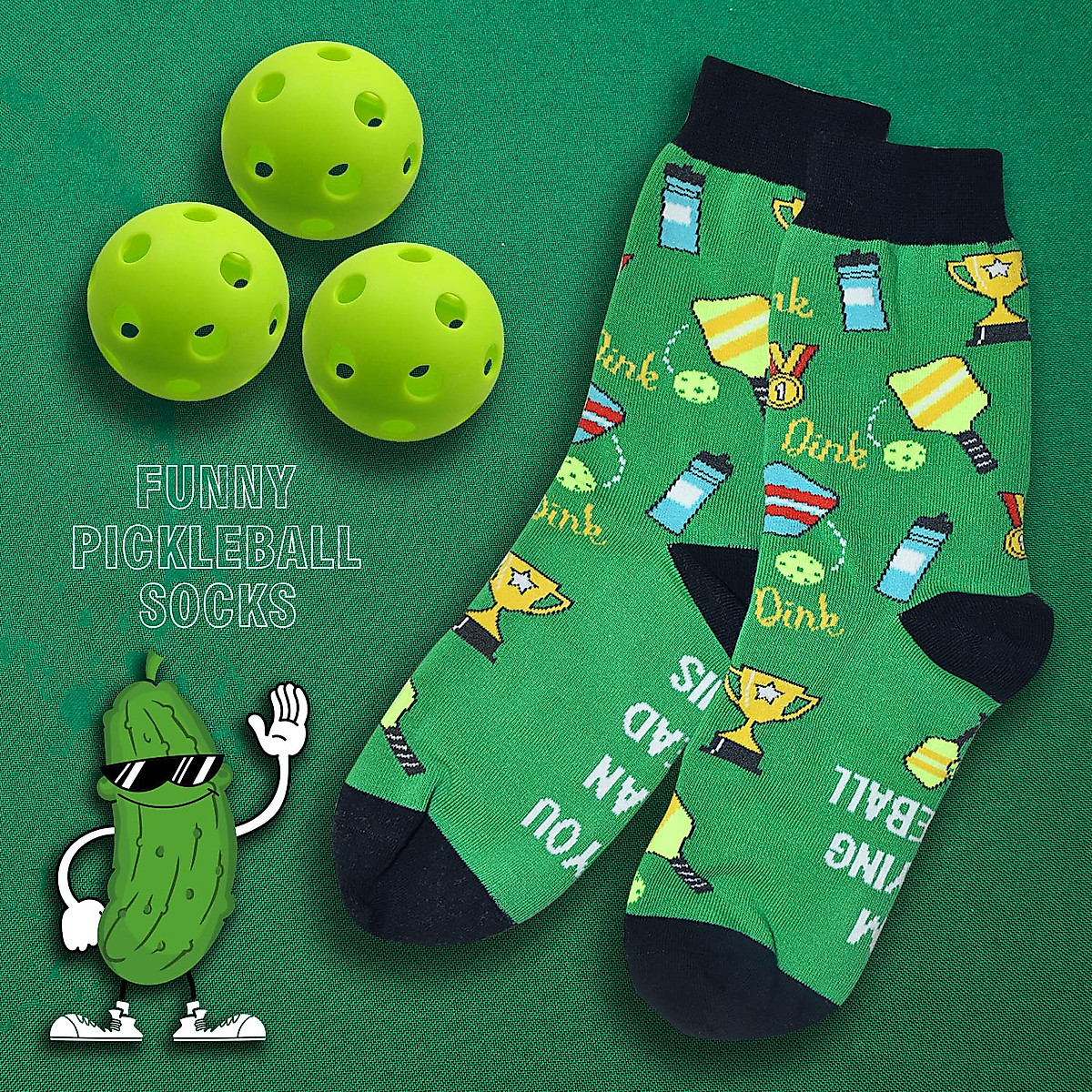 GOLIN Pickleball Socks for Men Funny Saying Crew Socks, Novelty Pickleball Gifts for Dad Grandpa