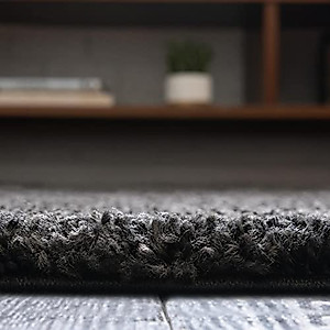 Unique Loom Solo Collection Area Rug - Calabasas (7' 10" x 10' Rectangle, Charcoal/ Black)