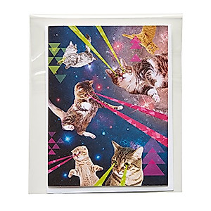 American Greetings Funny Blank Card (Outer Space Laser Cats)