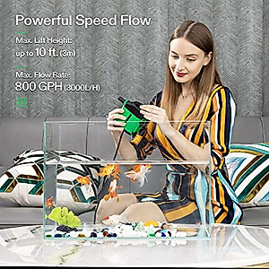 VIVOSUN 800GPH Submersible Pump(3000L/H, 24W), Ultra Quiet Water Pump with 10ft. High Lift, Fountain Pump with 6.5ft. Power Cord, 3 Nozzles for Fish Tank, Pond, Aquarium, Statuary, Hydroponics