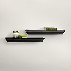 Melannco Floating Wall Mounted Moulding Shelf, Set of 2, Black - 5238437