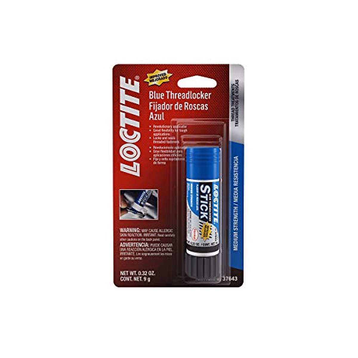 LOCTITE 248 Blue Threadlocker Glue Stick: All-Purpose, Medium-Strength, Anaerobic, No Drip, General Purpose, Works on all Metals | Blue, 9 Gram Wax Stick (PN: 37643-506166)