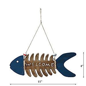 Nautical Hand Carved Wooden Fish Wall Hanging Ornaments Welcome Home Decor