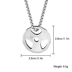 AILUOR Men Women's Dumbbell Pendant Necklace Stainless Steel Couples Barbell Pendant Fitness Gym Sports Dumbbell Weight Lifters Barbell Chain Jewelry (Silver-R)