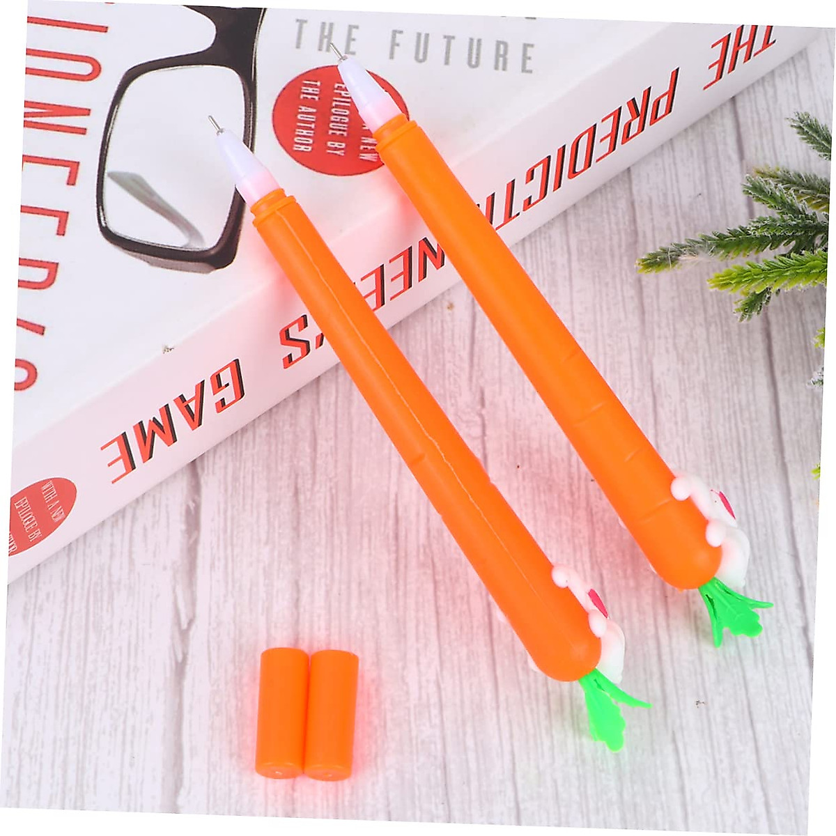 STOBOK Gel Pen Rabbit Carrot Shape 20pcs 0.5mm Black Ink Pens for Students Office
