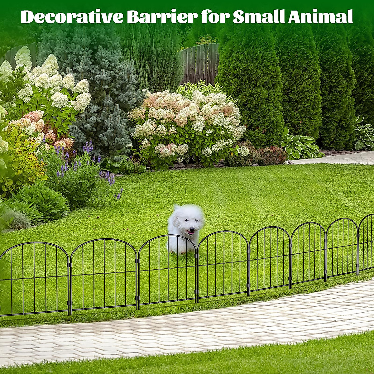 DAMEING Decorative Garden Fence 10 Panels 16.5in (H) x 10.5ft (L) Border Animal Barrier, Rustproof Metal Wire Landscape Wire Edge Flower Bed Fencing for Patio Yard Outdoor Decor, Arch