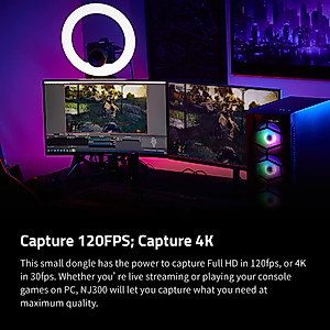 Narvitech NS120, External Capture Card. 120 FPS Capture, Stream and Record in 4K30 or 1080P120 with Ultra-Low Latency on PS5, PS4, Xbox Series X/S, Switch, in OBS and More, on PC and Mac.