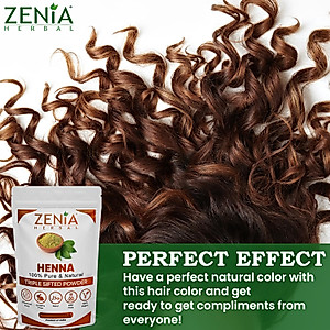 Zenia 100% Pure & Natural Henna Powder (Lawsonia Inermis) | 100 grams (3.5 oz) | Orange-Red Hair Color | Triple Sifted | Fresh from Rajasthan | No Chemicals, No Additives