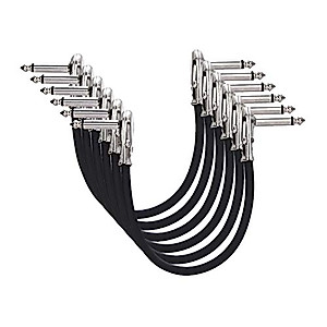 Amazon Basics 1/4 Inch Guitar Patch Auxiliary Cable, 6 Inch, 6-Pack, Black