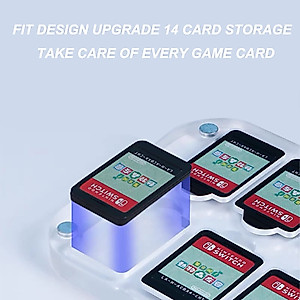 X-Richmen 14 in 1 Game Card Case for Nintendo Switch Acrylic Storage Box Transparent Display Cabinet of Switch Game Card Cartridge, Gift Box of Mario Mushroom Red and Blue Thumb Grip 2PCS