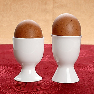 Goclothod Egg Cups, Set of 4 White Porcelain Egg Cup Serving Boiled Egg Holders