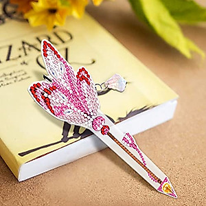 LUSandy 6Pcs 5D Diamond Painting Bookmarks Kits 7.9inch DIY Crystal Flowers Arrows Diamond Art Acrylic Bookmark with Tassel Crystal Pendant Bookmark for Home Office School Read & Crafts Lovers