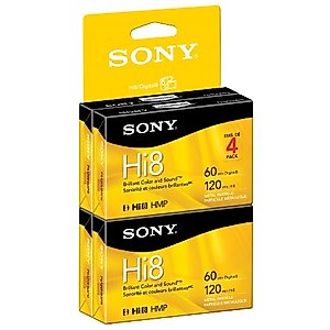 Sony Hi8 Camcorder 8mm Cassettes 120 Minute (4-Pack) (Discontinued by Manufacturer)