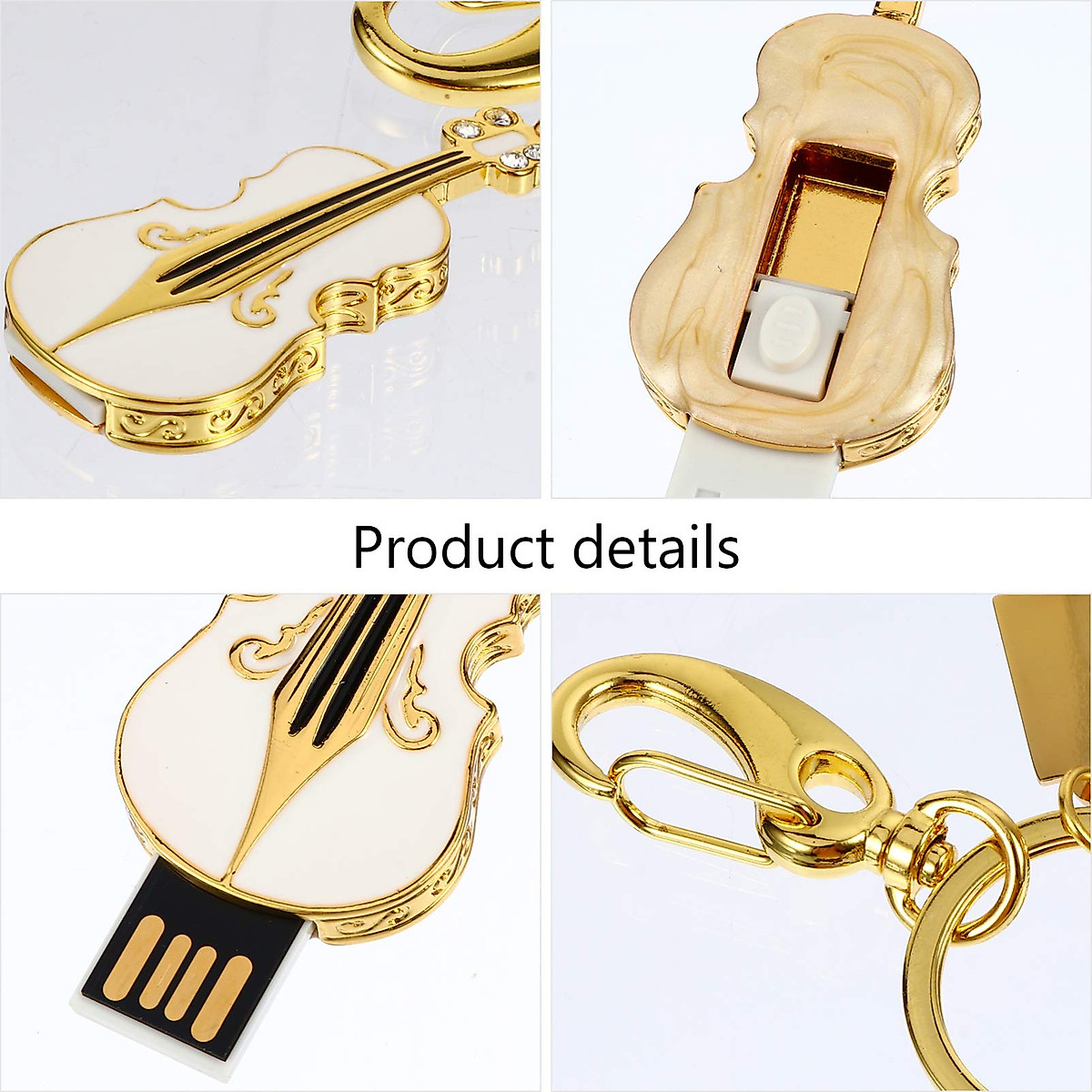 SOLUSTRE USB Drive 32GB Guitar USB Flash Drive Keychain Musical Instrument Key Ring Memory Stick Pendrive Jump Drive Gifts for Data Files Pictures Storage Car Decor