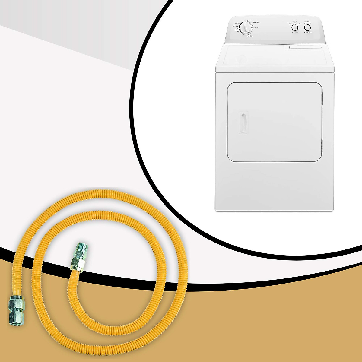 Appliance Pros Flexible Stainless Steel Gas Line for Dryer, Gas Hose Connector Kit, Comes with 1/2" OD 1/2" MIP x 1/2" FIP, Stainless Steel (GASLINE72)