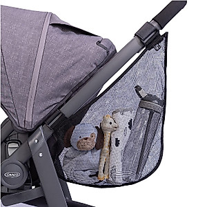 J.L. Childress Side Sling, Universal Fit Stroller Mesh Cargo Net and Organizer, Extra Stroller Storage Space, Non-Slip and Adjustable Straps, Black