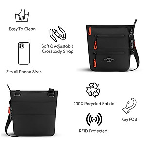 Sherpani Sadie, Nylon Crossbody Bag, Lightweight Shoulder Bag, Cross Body Purse, Crossbody Bags for Women, RFID Protection (Raven)